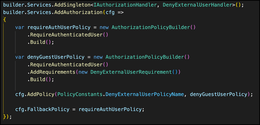 How to deny external users calling your Azure AD secured API
